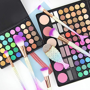 Mermaid Makeup Brushes, 11pcs Professional Blending Blush Concealer Synthetic Fiber Bristles Brush Special Cosmetic Brushes Kits for Women(purple)