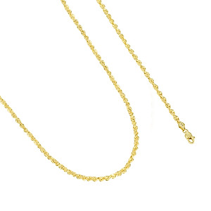 Nuragold 10k Yellow Gold 3mm Diamond Cut Rope Chain Lightweight Necklace, Mens Womens Jewelry 16" 18" 20" 22" 24" 26" 28" 30"