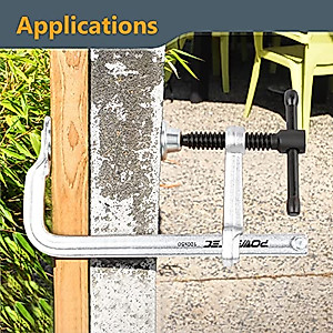 POWERTEC 71598 4 Inch Heavy Duty F Clamp, 4-3/16 Inch x 2 Inch Throat F Style Bar Clamps for Woodworking, 480 lb Capacity each – 2 Pack