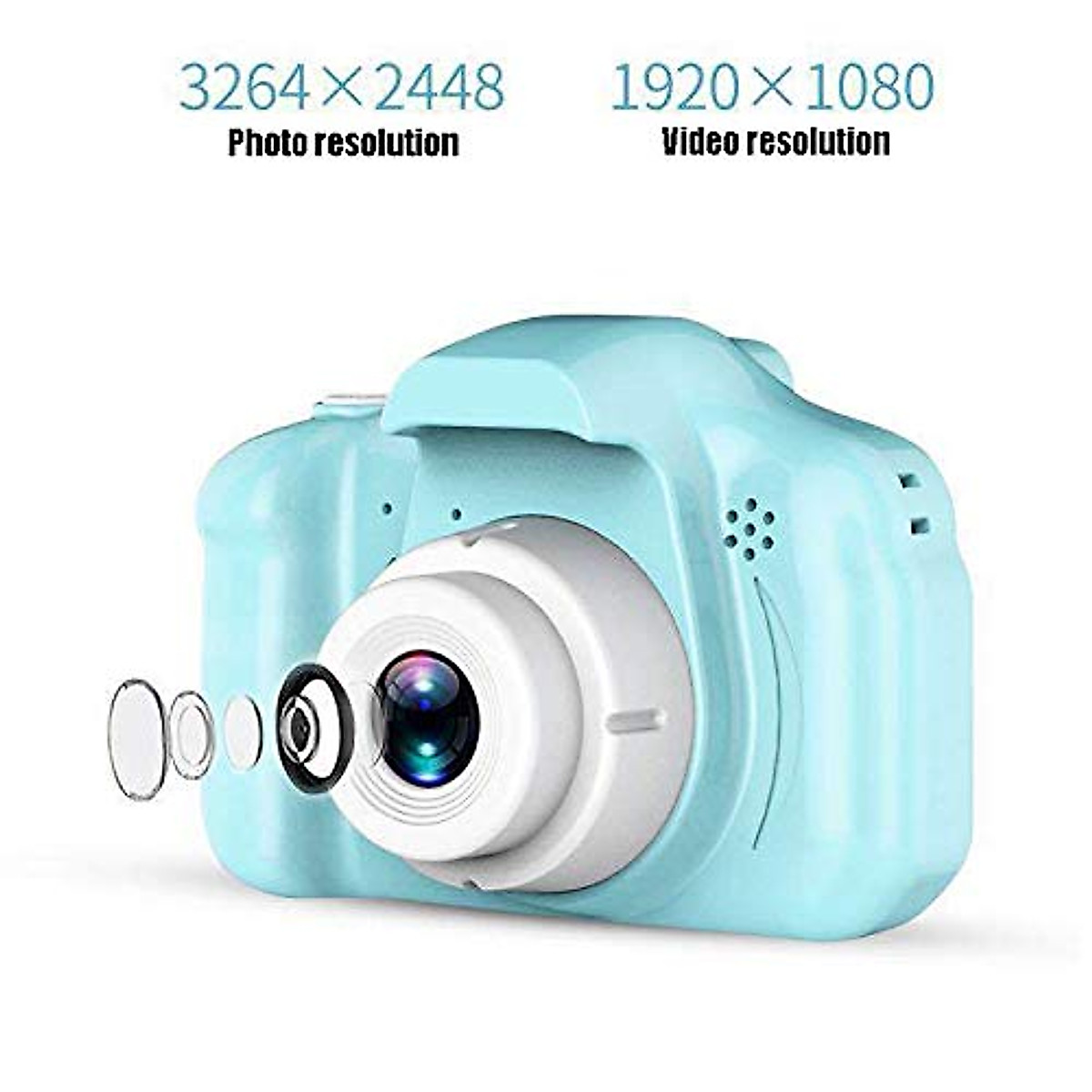 Alician Children Camera, Digital Kids Camera Selfie Camera, Mini SD Video Smart Shooting Digital Camera with 8GB Memory Card for Girls Boys Blue