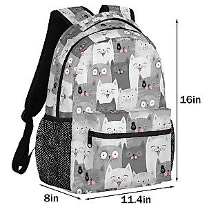 Cat Backpack for Boys Girls, Cute Animal Cats Kids School Backpacks Laptop Backpack Water Resistant Casual Hiking Camping Travel Daypack Lightweight Bookbag for Student with Adjustable Buckles
