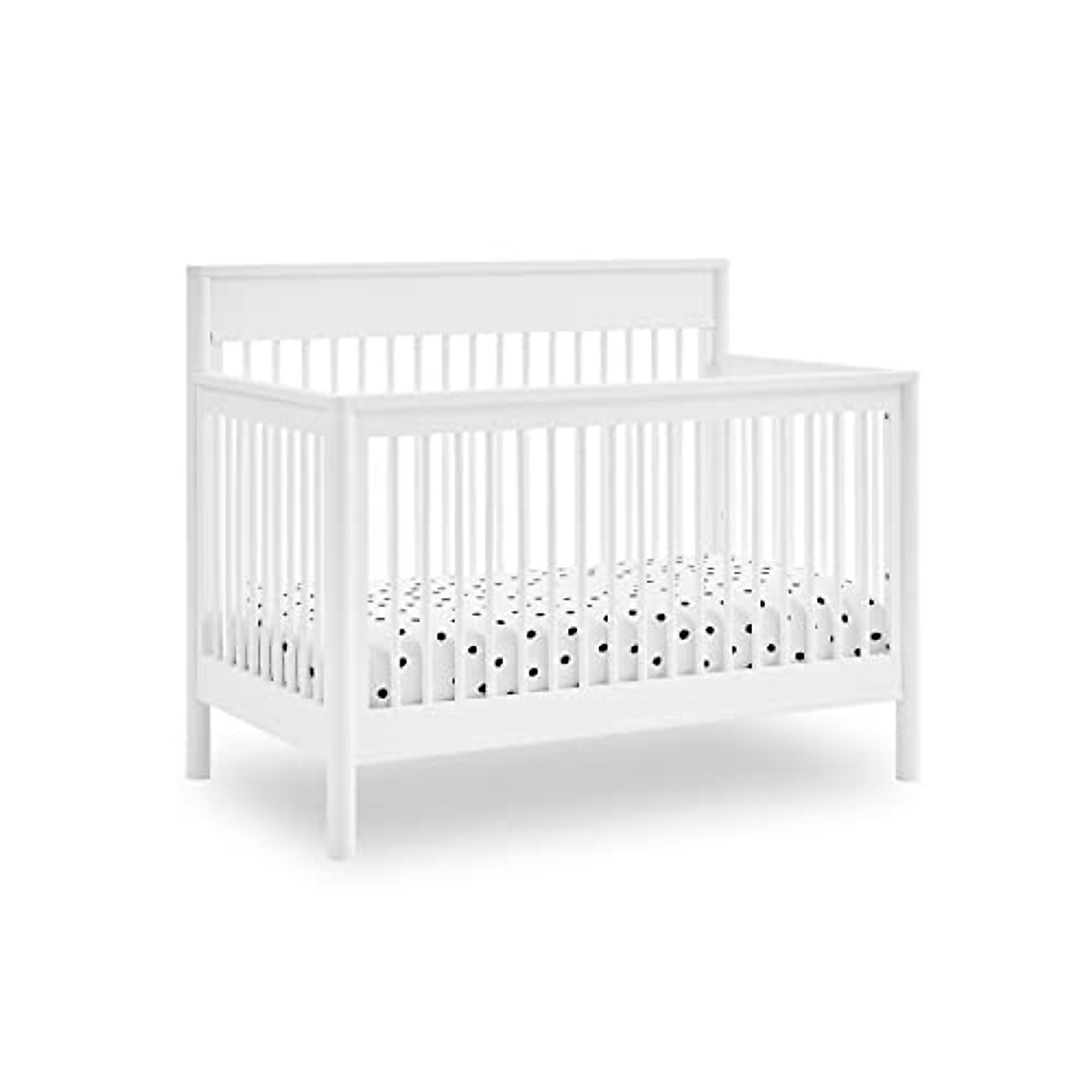 Delta Children Remy Crib 7-Piece Baby Nursery Furniture Set–Includes: Convertible Crib, Glider, Dresser, Changing Top, Crib Mattress, Sheets, & Changing Pad, Bianca White