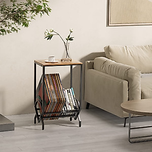 Record Player Stand Vinyl Record Storage Holder Rack LP Display Stand Record Player Table Turntable Stand with Metal Frame for Living Room Bedroom Study Office