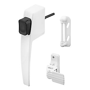 Prime-Line K 5145 Screen and Storm Door Push Button Latch Set With Night Lock – Replace Old or Damaged Screen/Storm Door Handles – White Finish, Fits Doors 5/8 – 1-1/4 in. Thick (Single Pack)