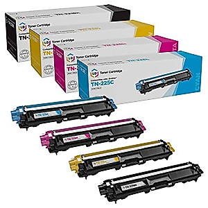 LD Compatible Toner Cartridge Replacements for Brother TN221 & TN225 High Yield (1 Black, 1 Cyan, 1 Magenta, 1 Yellow, 4-Pack)