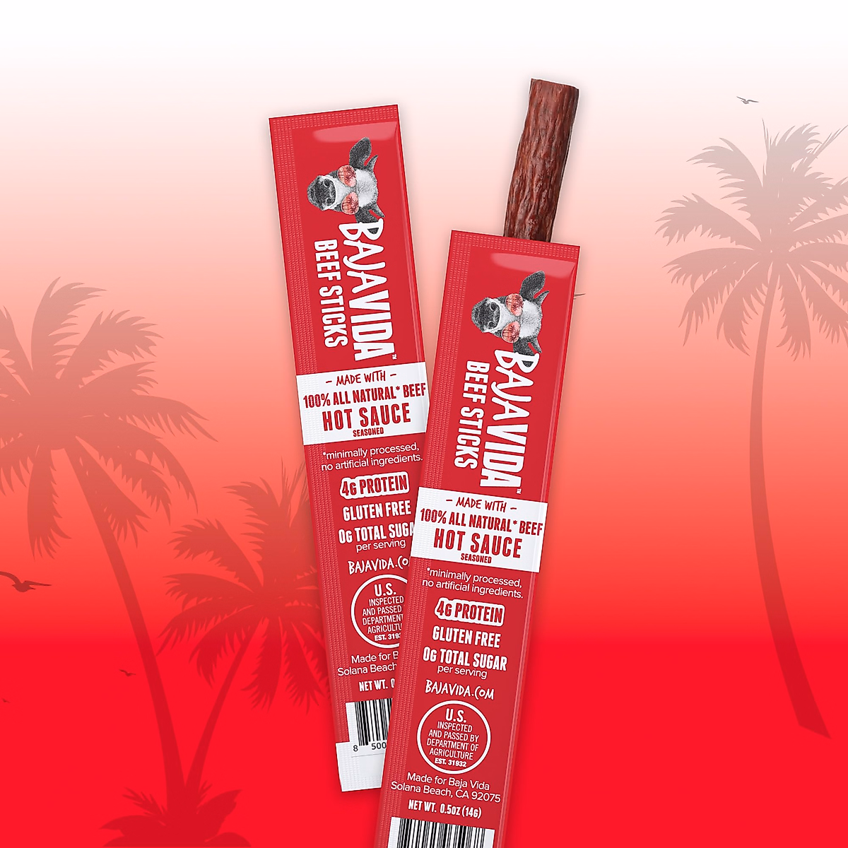 Baja Jerky All Natural Beef Sticks - Traditional, Street Taco, & Hot Sauce, Gluten Free, Protein Packed, Made in the USA - Variety, (Pack of 12)