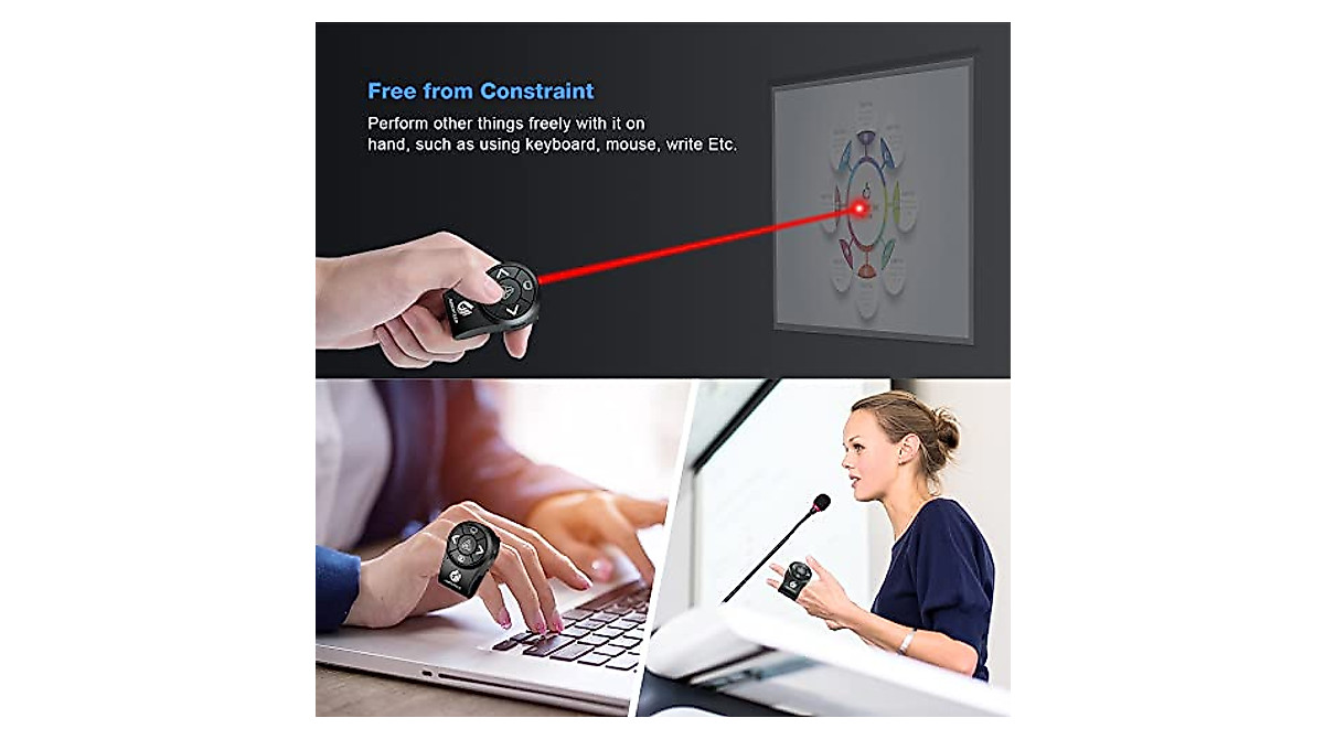 AMERTEER Wireless Presenter RF 2.4GHz Laser Pointer - Control Slides Easily