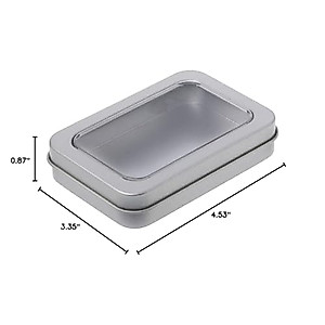 HELYZQ Clear Window Top Metal Tin Can Box Silver Blank Storage Case Crafts Survival Kit