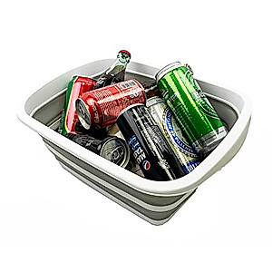 SAMMART 10L (2.6 Gallon) Set of 2 Collapsible Tub-Foldable Dish Tub-Portable Washing Basin-Space Saving Plastic Washtub (Grey + Sage Green)