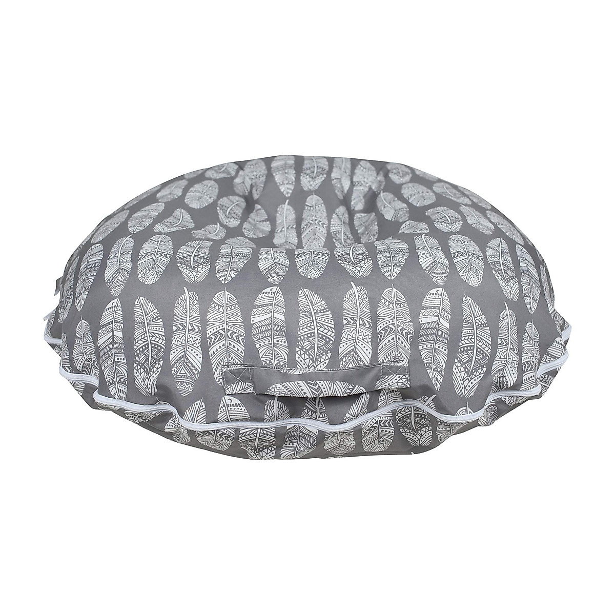 Newborn Lounger Slipcover, Gray White Feather Design, Water Resistant Infant Pillow Cover, Great for Any Mom to Be