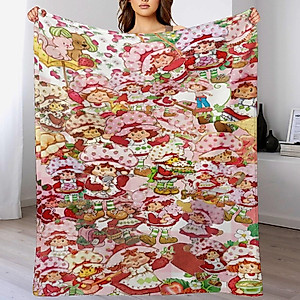 Cute Strawberry Flannel Throw Blanket Soft Fuzzy Plush Blanket for Girls All Seasons (50 “x40”)