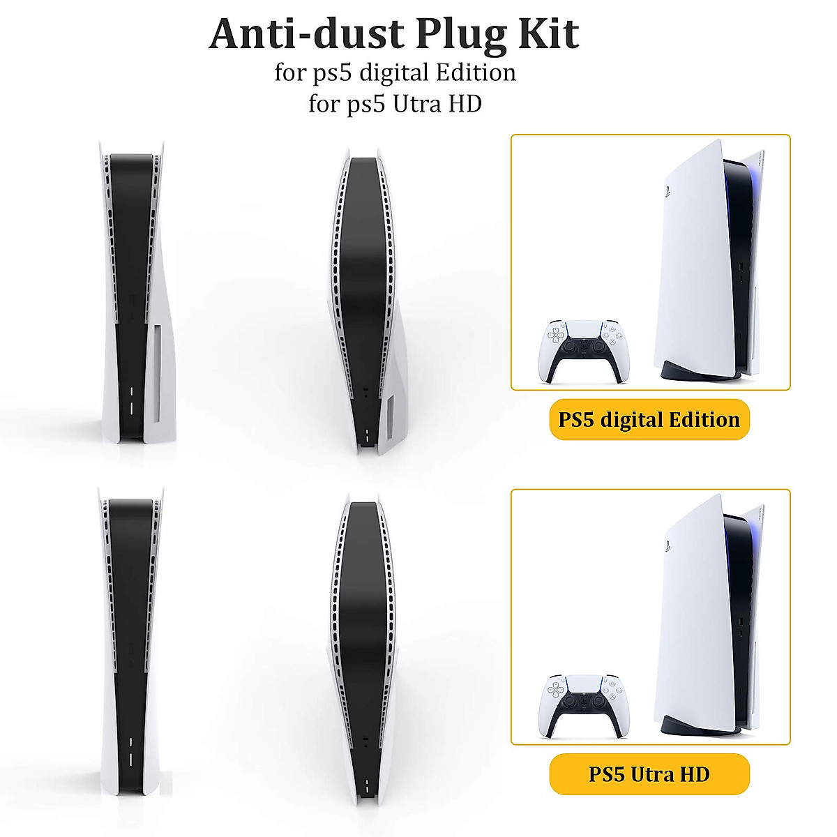 Dust Cover for PS5 Console, Dust Plugs USB HDM Interface Anti-dust Cover Dustproof Plug for PS5 Optical Drive Version/Digital Version Game Console Accessories