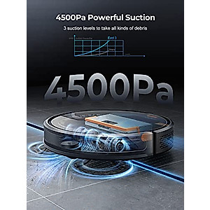 Laresar Robot Vacuums and Mop Combo, Max 4500Pa Suction, Evol 3 Robotic Vacuum Cleaner with Auto Carpet Boost, Self-Charging, App&Remote&Voice Control, Super-Slim, Ideal for Pet Hair and Carpets