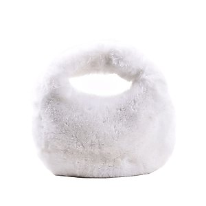 WPYYI Winter Women Plush Fluffy Handbag Ladies Tote Bag Purse Clutch Elegant Solid Color Portable Shopper Bag (Color : White, Size : One Size)