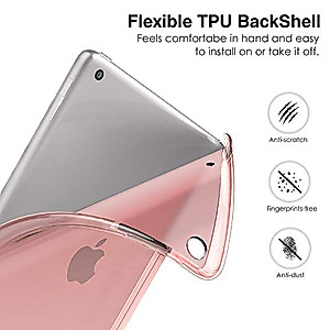 MoKo Case Fit 2018/2017 iPad 9.7 6th/5th Generation, Slim Smart Shell Stand Folio Case with Soft TPU Translucent Frosted Back Cover Compatible with iPad 9.7" 2018/2017, Auto Wake/Sleep - Rose Gold