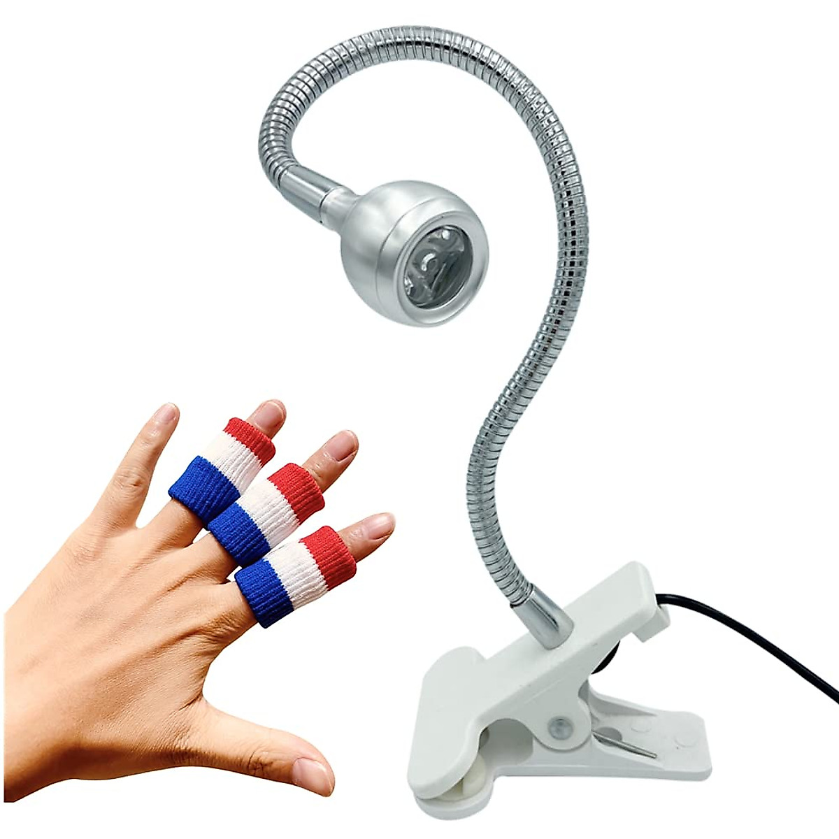 ZOELASS Big Chip 395nm Flash Cure lamp for Gel Nails with Gooseneck and clamp Portable UV Blacklight 5V USB Input (Sliver 2W)