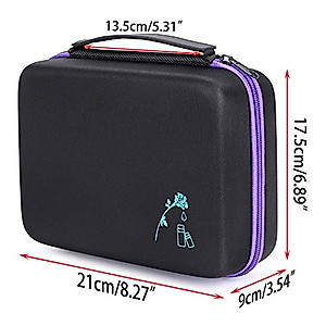 Hipiwe Hard Shell Essential Oil Carrying Case 30 Bottles EVA Essential Oils Storage Bag - Perfect for Essential Oils Bottle with Foam Insert (Black + Purple)