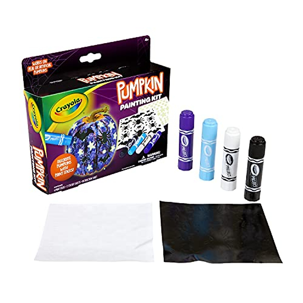 Crayola Galaxy No Carve Pumpkin Decorating Kit, Less Mess Kids Paint Set, Glow in The Dark Stickers