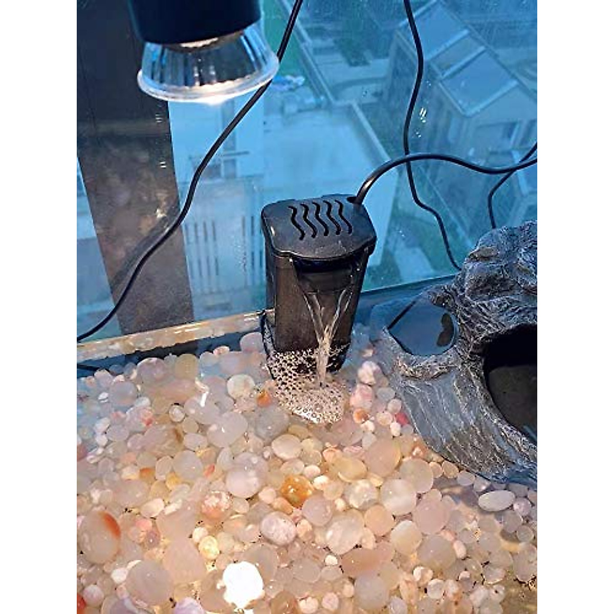 EmmaWu Turtle Filter Small Tank Filter Low Water Level Aquarium Filter Submersible Turtle Reptiles Amphibian Fish Shrimp Frog Crab Tank Filter (200L/H) (Black)