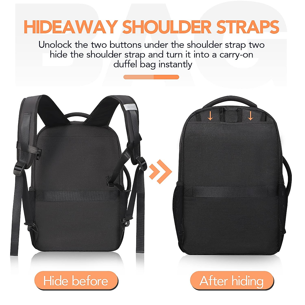 Conworld Travel Backpack 2 in 1, 40L Flight Approved Carry On Backpack for Men Women, Combination Carry on Backpack Lightweight Business Weekender Overnight Large Backpack