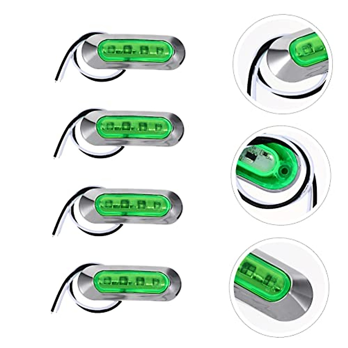 Mikinona 4pcs Boat Trailer Kit Turning Light Trailer Side Light Signal Side Marker Light Abs Truck Green LED Truck Tail Truck Indicator Light