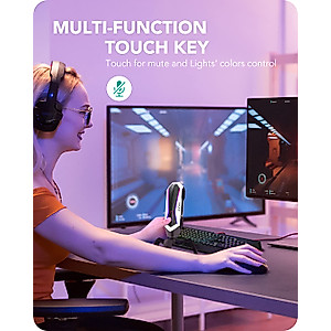 PoP voice USB Microphone, Condenser Gaming Mic for PC, PS4 and Mac, with Tap-to-Mute Sensor and Tripod Stand, Best for Games, Streaming, Podcasts, Twitch, YouTube, Discord, OBS, TeamSpeak