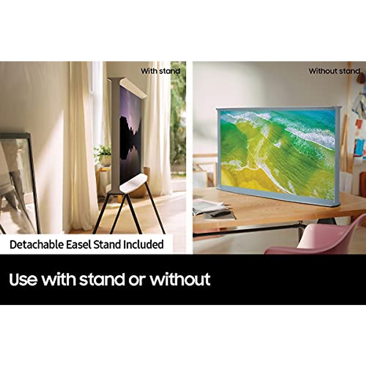 SAMSUNG 43-Inch Class The Serif LS01B Series - QLED 4K, I-Shaped Design, Anti-Reflection Matte Display, -Portable Easel -Stand, Ambient Mode+ Smart -TV -w/ Alexa Built-in (QN43LS01BAFXZA,Latest Model)