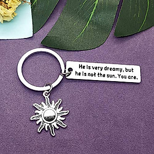 Vadaka Encouragement Gift Jewelry Inspirational Keychain for Women Men Best Friend Gift Friendship Jewelry He is Very Dreamy But He is Not The Sun You are Keyring Birthday Christmas Graduation Gifts