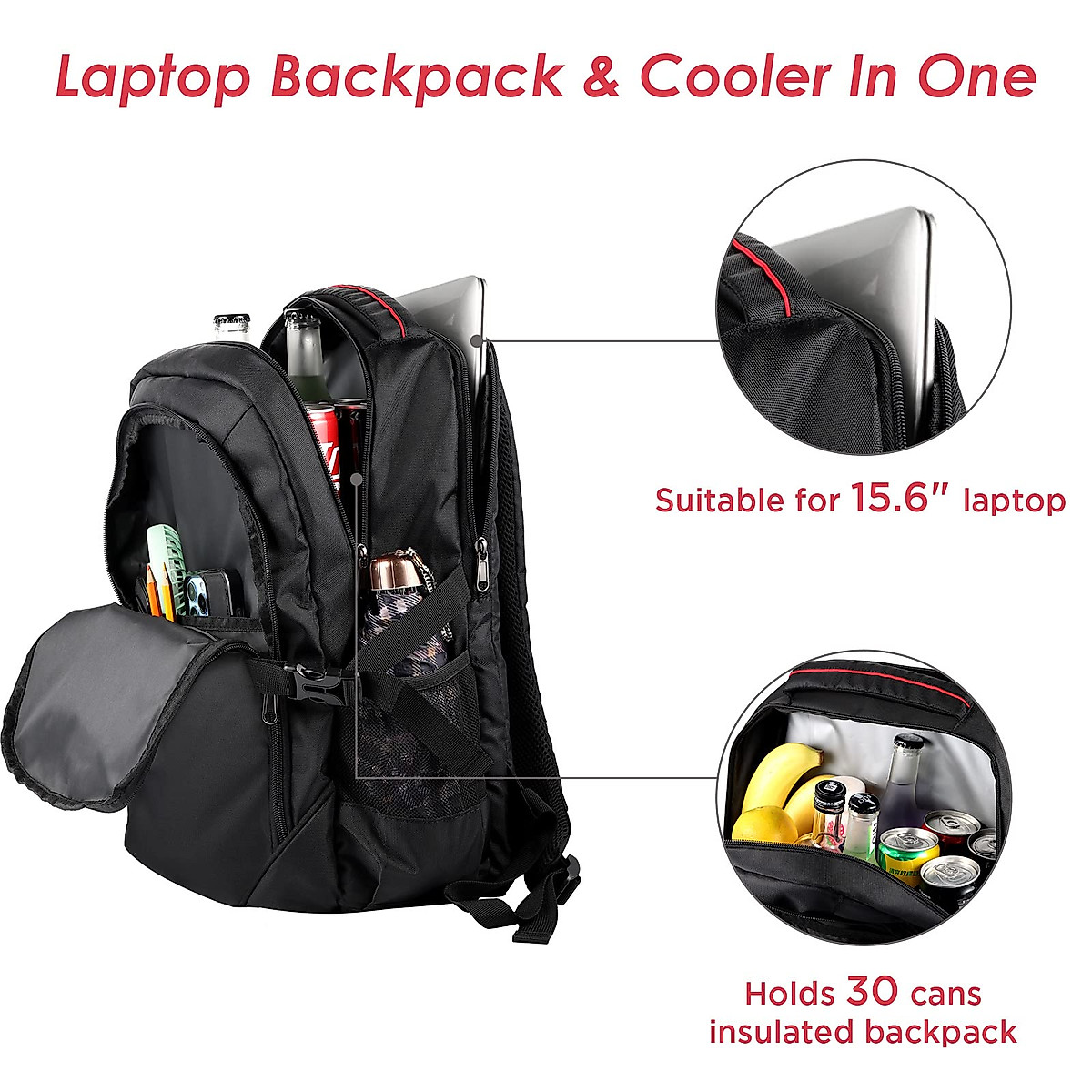 OUTXE Cooler Backpack 22L Insulated Cooler Bag for 15.6" Laptop Lunch Backpack for Work School Daily Backpack