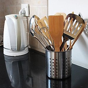 Utopia Kitchen Stainless Steel Cooking Utensil Holder 5 x 5.3 Inches (Silver)