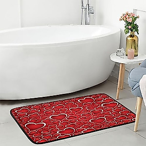 KOBLEN Valentines Day Red Hearts Kitchen Rugs Non Slip Washable Absorbent Kitchen Mats 20x39 inch Cushioned Anti Fatigue Kitchen Floor Mats for in Front of Sink