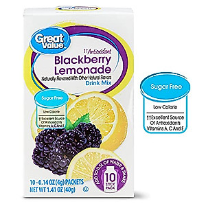 Great Value Sugar free Low calorie Blackberry Lemonade Drink Mix 10 packets (4 of 10 packets)