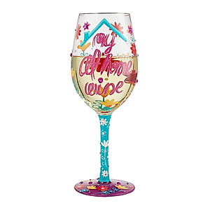 Enesco Designs by Lolita My at Home Hand-Painted Artisan Wine Glass, 15 Ounce, Multicolor