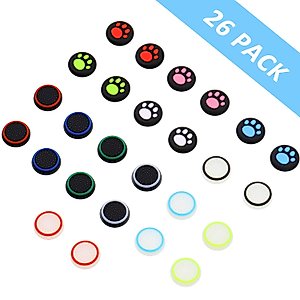 Frienda 26 Pieces Replacement Thumb Grips Caps Cover Silicone Luminous Analog Controller Joystick Thumb Stick Cap Compatible with PS5 PS4 PS3 PS2 Xbox 360 Xbox One Controllers