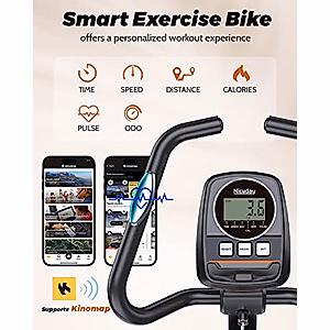 Niceday Upright Exercise Bike-Magnetic Resistance Indoor Cycling Bike with App Connectivity and Performance Monitor, 300 Weight Capacity Black