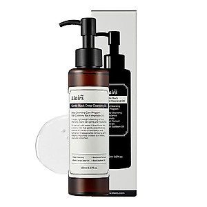 [DearKlairs] Gentle Black Deep Cleansing Oil 5.07 Oz | Composed of natural Vegan Black Bean, Black Sesame, Black Currant Seed oil for gentle, non-irritating cleanser for sensitive skin