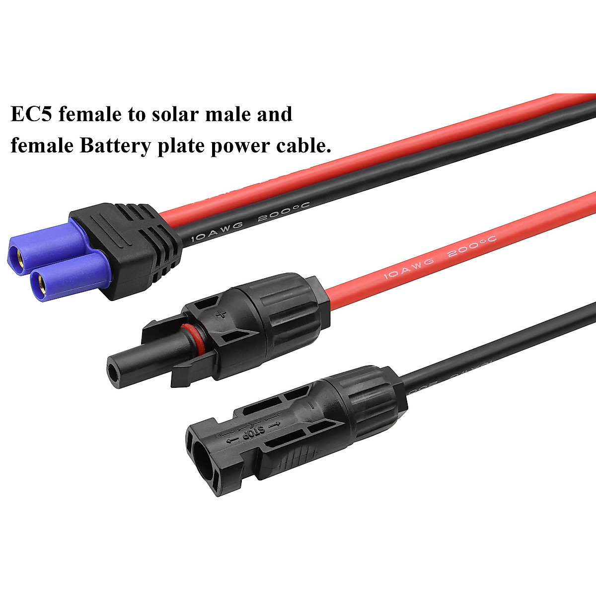 zdyCGTime 10AWG EC5 Female to Solar Male and Female Photovoltaic Power Cord Kit is Compatible with EC-5 Female Plugs and Solar Connectors,for Solar Motorcycle Weeder Generator etc.(40cm/1Pack)