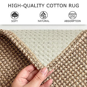 KOZYFLY Boho Rugs for Entryway 2x3 ft Small Area Rugs Washable Rugs Rubber Backed Front Door Rug Natural Cotton Entrance Rugs for Front Porch Bathroom Kitchen Bedroom