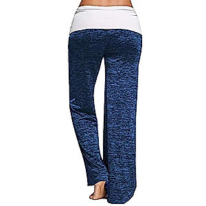 DUOWEI Pants Women Petite Yoga Yoga Quick-Drying Women's Casual Outdoor Wide-Leg Sports Pants Yoga Pants Fold Over Waist Blue
