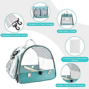 Bird Travel Carrier with Standing Perch,Lightweight Breathable Parrot Outgoing Bags, Small Pet Carrier Bag with Shoulder Strap,Bird Rat Guinea Pig Squirrel Carrier