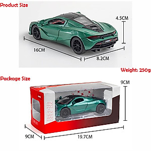 Alloy Collectible Green McLaren 720s Toy Car Model Pull Back DieCast Vehicle with Lights and Sound