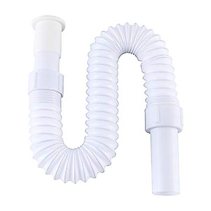 Flexible Extension Drain Pipe, Angle Simple Flexible 1-1/4" Extension Hose, Bathroom Sink Expanded Tube, Lavatory Sink Tailpiece, Tail Pipe Extension For Vessel Sink, Length Of 14-9/16" To 33-1/16"