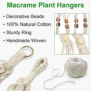 GROWNEER 5 Packs Macrame Plant Hangers with 5 Hooks, Different Tiers, Handmade Cotton Rope Hanging Planters Set Flower Pots Holder Stand, for Indoor Outdoor Boho Home Decor