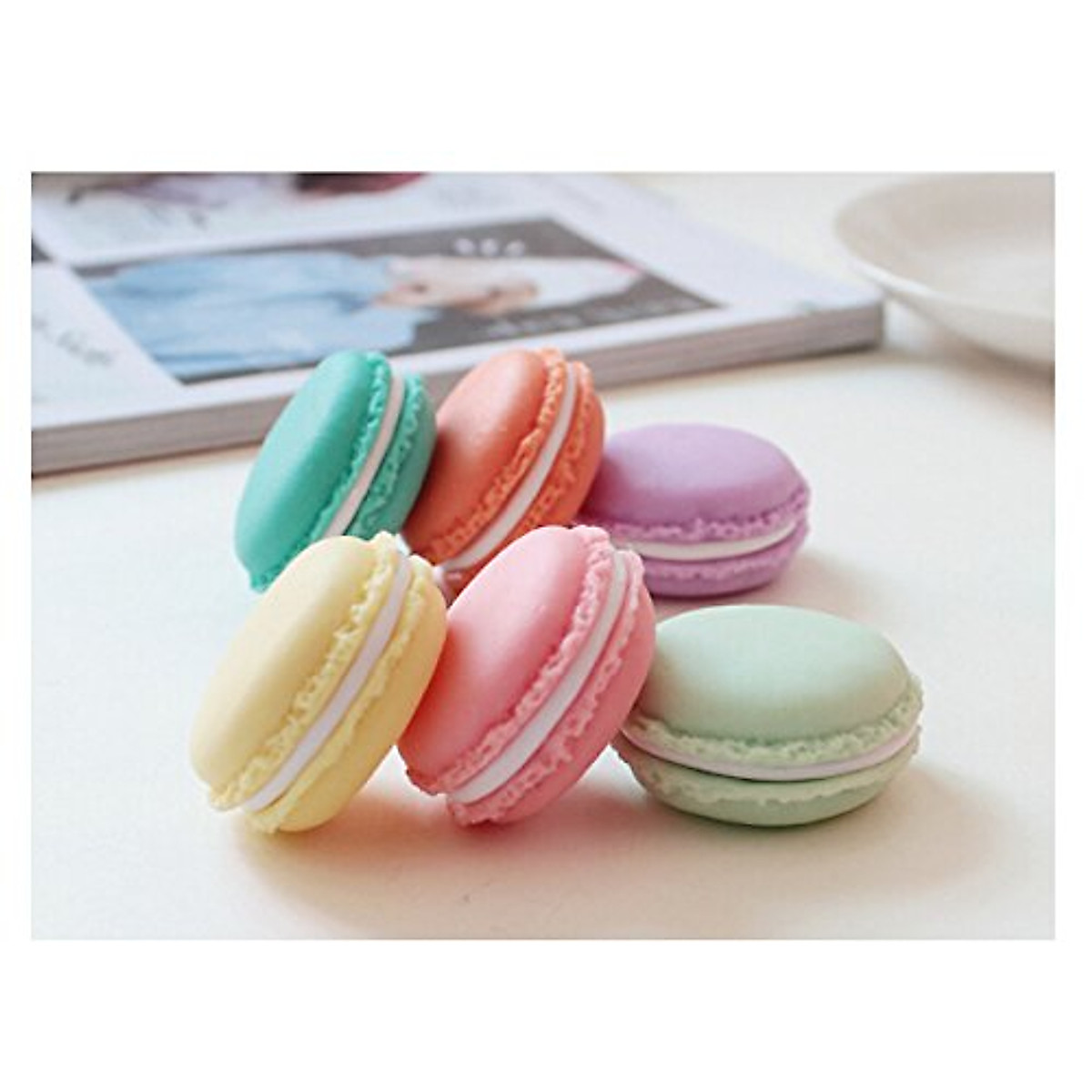 VNDEFUL 6PCS Colorful Lovely Mini Macarons Portable Travel Storage Box Case Jewellery Organizer Earring Ring Necklace Cosmetic Pill Container