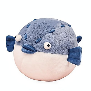 XIYUAN Crocodile Plush Toy Puffer Fish Doll, Stuffed Animal Toy Cushion Pillow, Crocodile Stuffed Animal, Boys and Girls Plush Doll Toy or Children's Gift (Blue, 18-Inch)