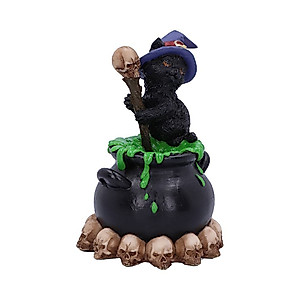 Nemesis Now Spook Witches Familiar Black Cat and Bubbling Cauldron Figurine,12cm