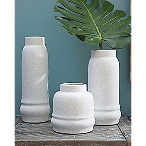 Ashley Furniture Industries Signature Design Jayden Casual Textured Ceramic 3 Piece Vase Set, White