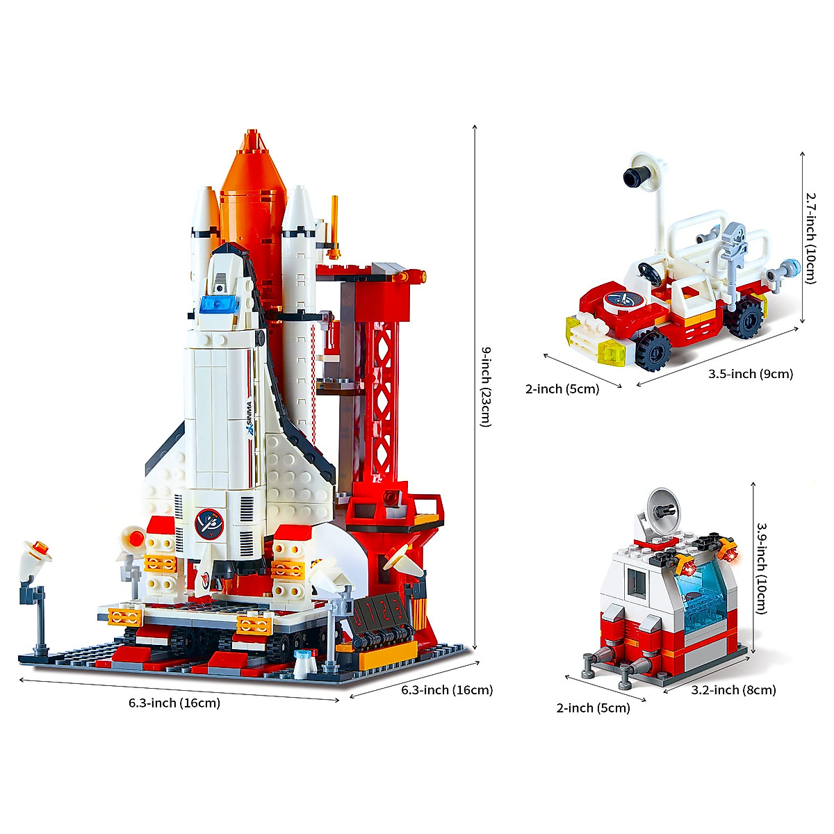 JSINMA City Space Shuttle Toys Building Sets with Astronaut Minifigures&Control Tower Building Kit Space Exploration Rocket Toy STEM Creative & Educational Gift for 6-12 Years Old Boys Girls (807 Pcs)