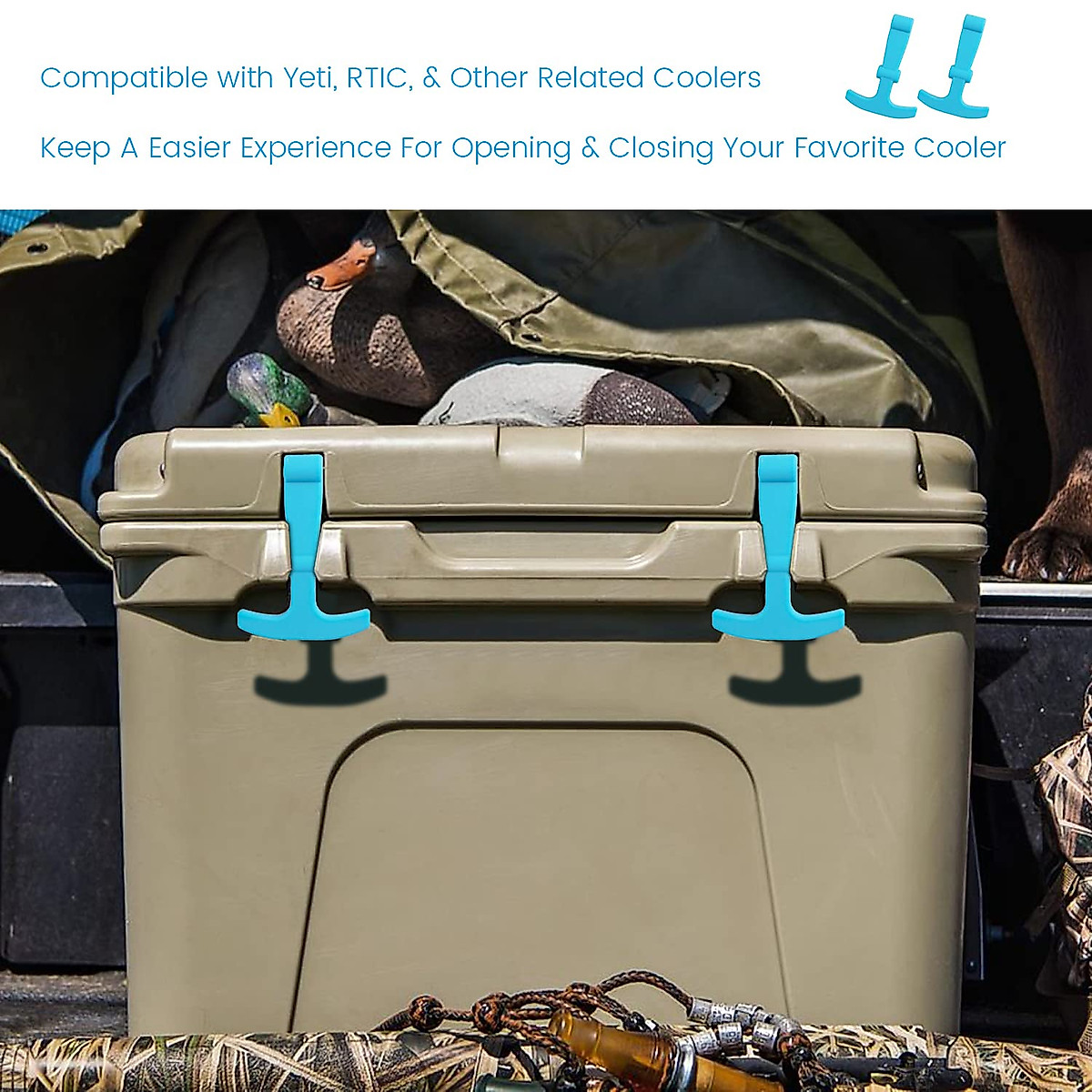 Replacement Lid Latches, 2 Pack, Compatible with Yeti, RTIC Hard Coolers & Other Related Coolers, More Durable Rubber & Improved Design, Blue