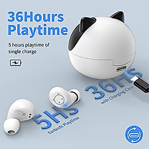 Togetface Kids Wireless Earbuds,Bluetooth Earbuds with Milk Cat Design HiFi Stereo for Girls/Boys Bluetooth 5.0 in-Ear Headphones with 36H Playtime and Portable Lightweight Charging Case